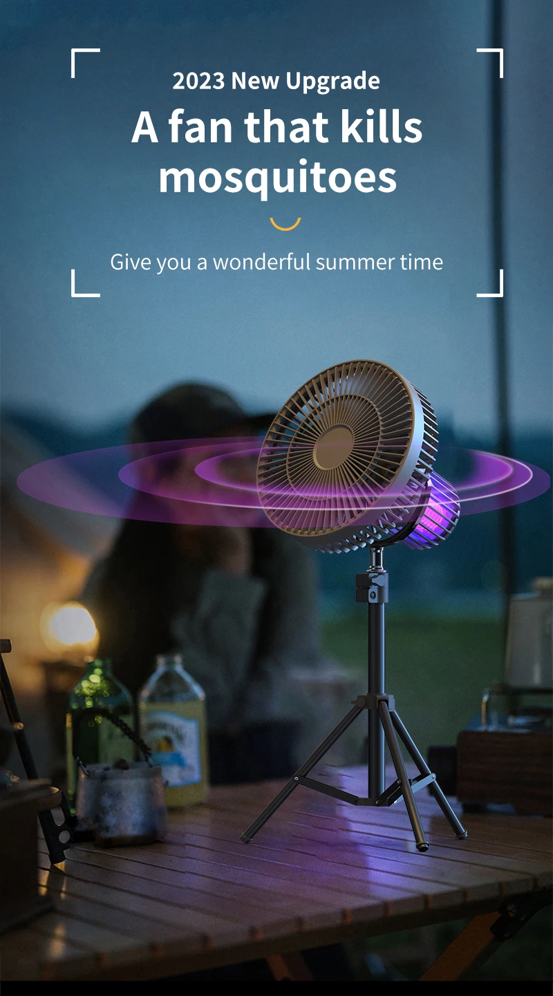 2023 New Outdoor Mosquito Fan Small Portable Detachable Led Hanging ...
