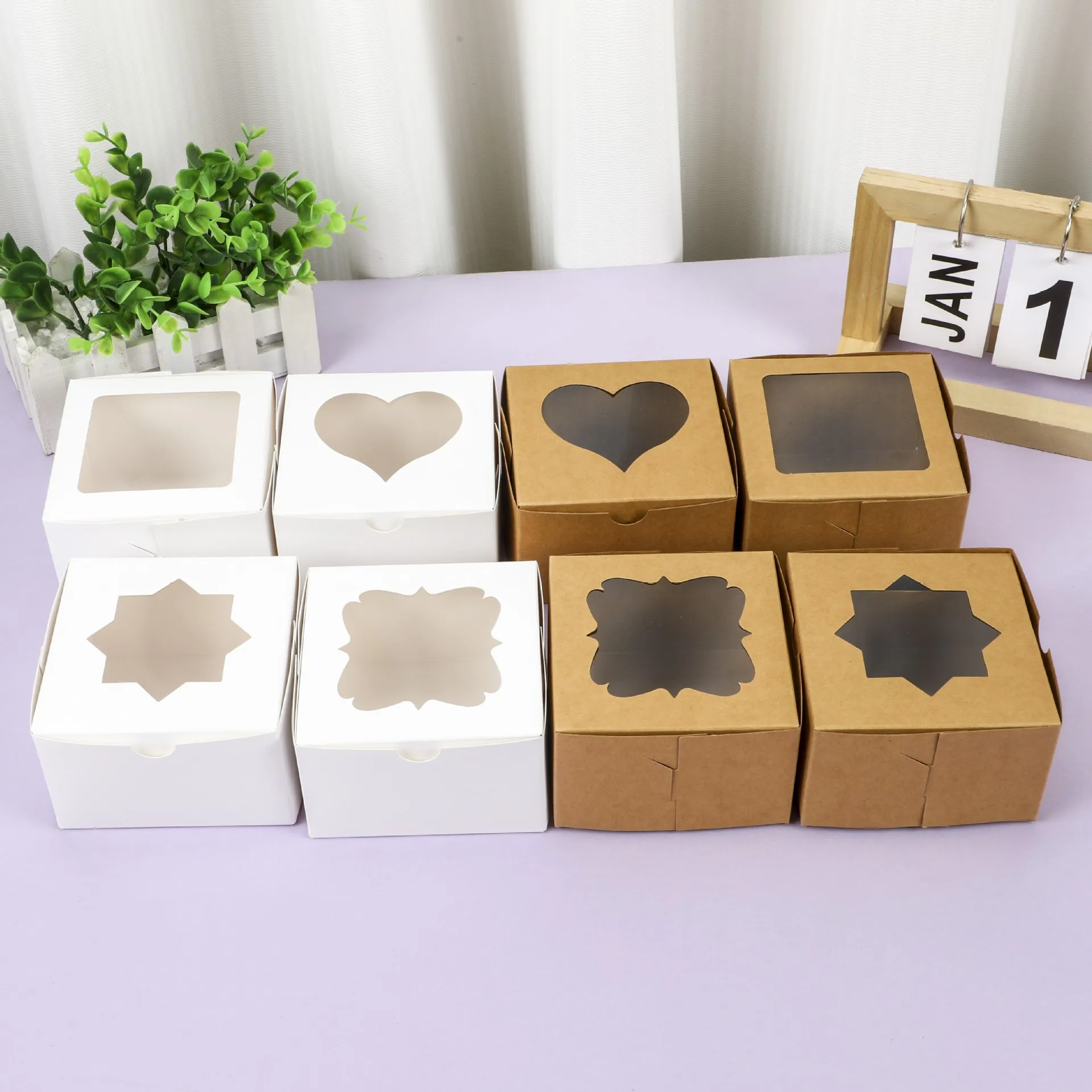Kraft Bakery Cake Boxes 4X4X4" Pastry Dessert Packaging for Cake Pies ...