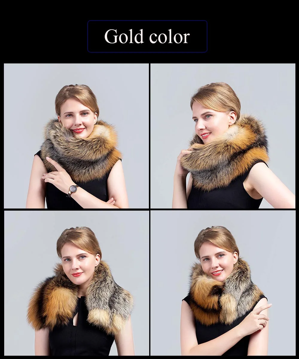 Mwfur Round Neck Fur Collar Fox Hair Scarf Winter Fashion Scarves Girls ...