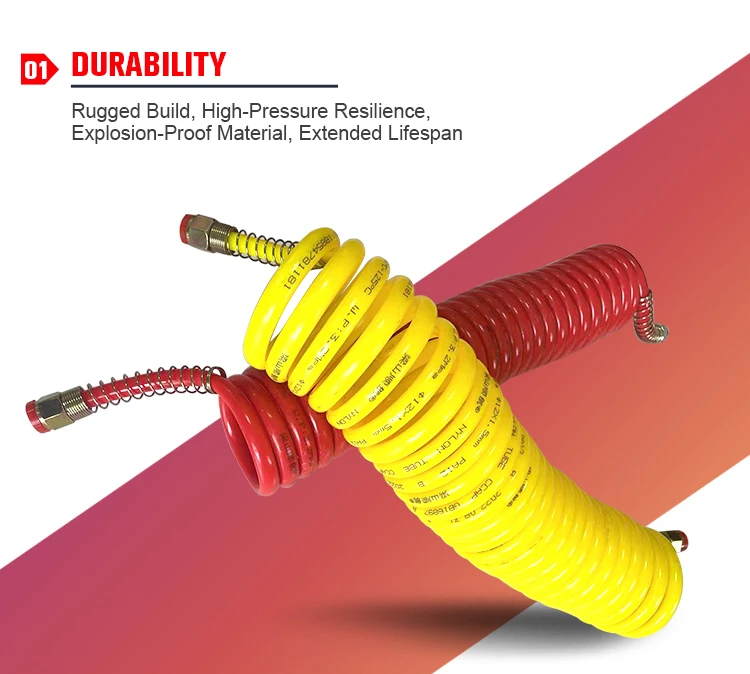 15 or 18 Feet Blue and Red Coiled Air Hoses for Semi Truck Tractor ...