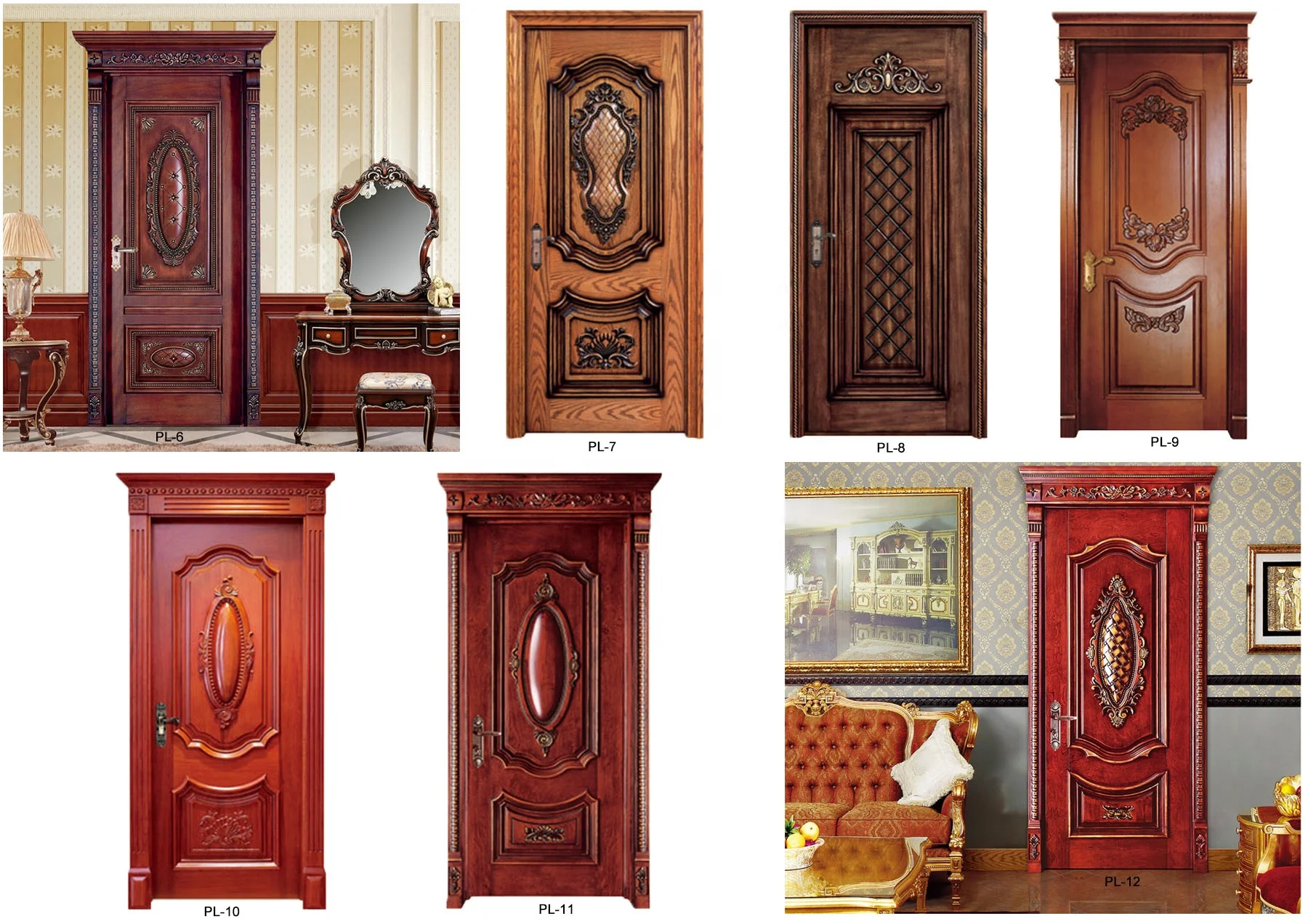 Customized Natural Solid Wood Panel Door Design Interior