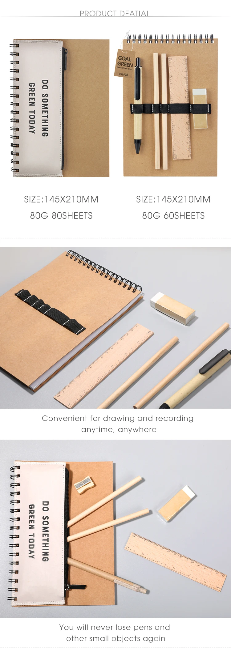 Eco Friendly Custom Recycled Pencil Sharpener Eraser Ruler Notebook ...