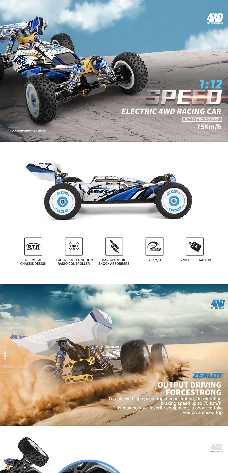 Wltoys 124017 Brushless Upgraded RTR - 1/12 RC Car Vehicle