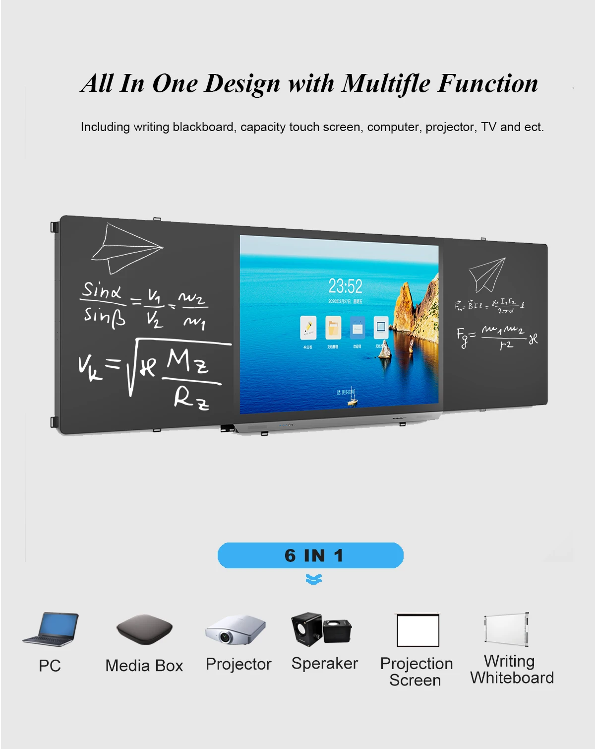86 Inch Foldable 4k Hd Dual System Led Interactive Blackboard Smart ...
