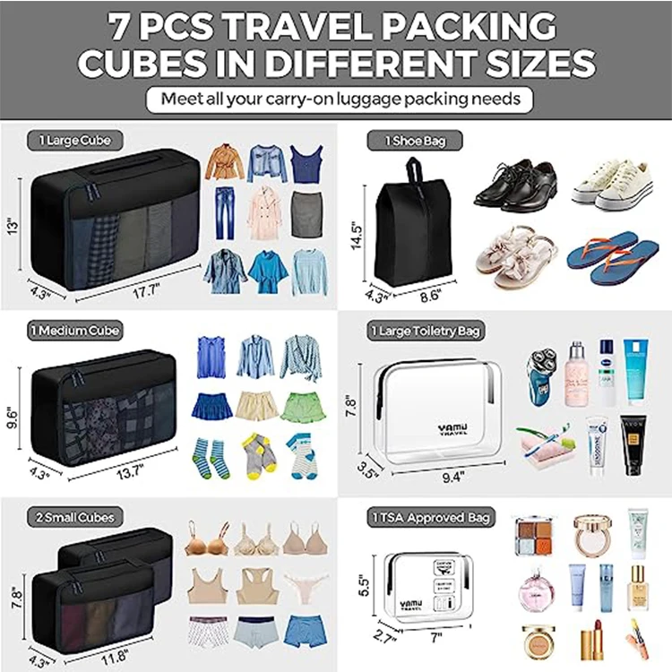 High Quality Custom Logo Packing Cubes Travel Organizer With Two ...