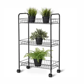 3 Tier Rolling Metal Wires Kitchen Utility Trolley Cart/home Kitchen ...