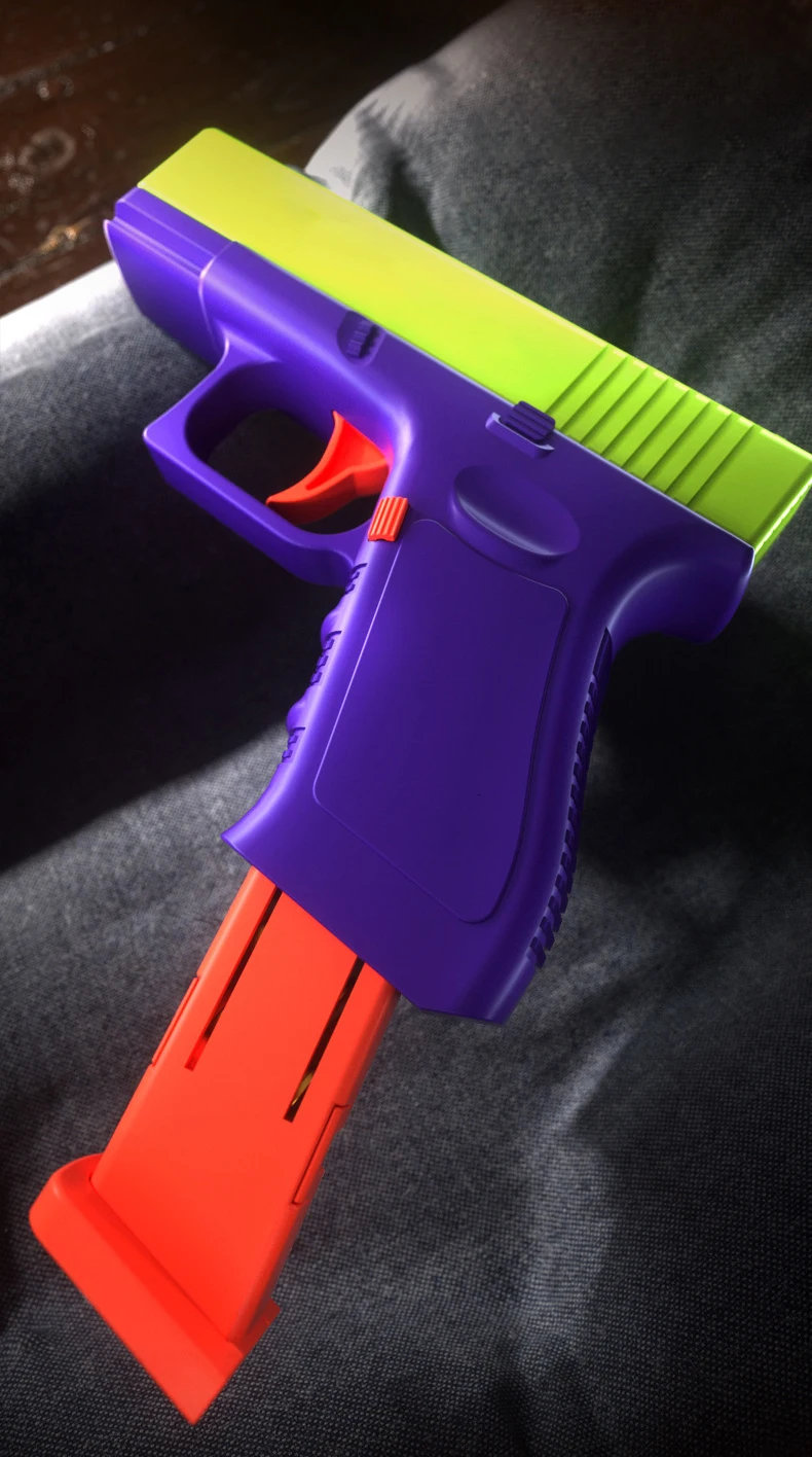 Plastic 3D Printed Toy Gun with Soft Bullets - Fun & Safe