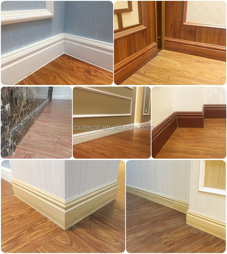 White Primed Wall Trim Baseboards PVC Skirting Boards Floor Corner ...