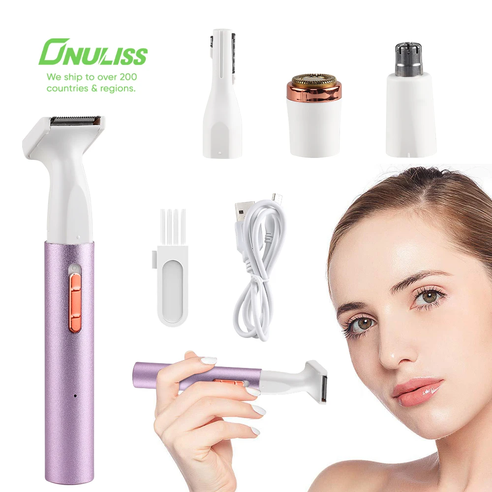 Portable 4 In 1 Electric Lady Shaver Hair Remover For Face Body Bikini ...