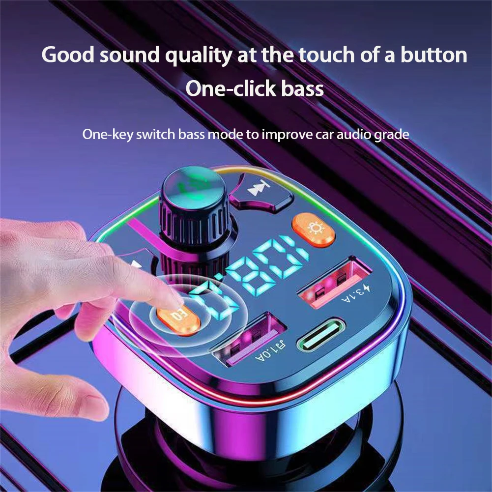 Q5 18w Car Fm Transmitter External Microphone Dual Usb Pd Type C Fast ...
