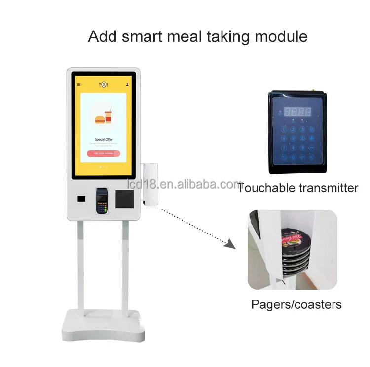 24 Inch Digital Menu Display Screen LCD Floor Stand Ordering Payment ...