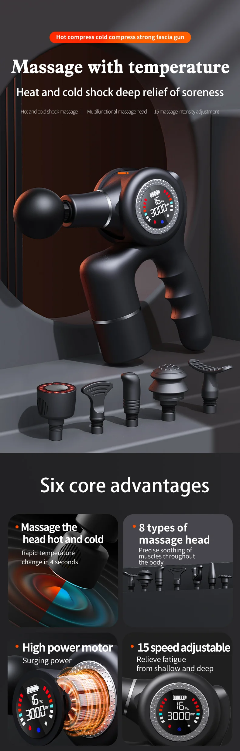 Powerful Brushless Motor Massage Gun 30 Speed Low Sound Vibration Massage Gun Muscle Massage Gun ...