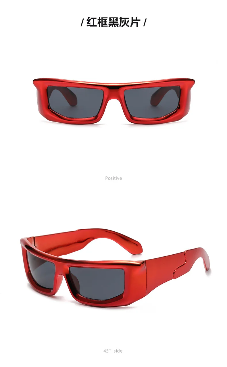 Trendy Designer Rectangle Futuristic Oculos Glasses Thick Frame Y2K ...