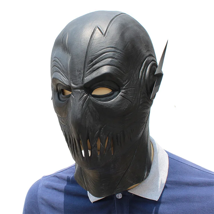 Superhero Overhead Latex Mask Black Zoom Super Villain Cosplay Costume ...