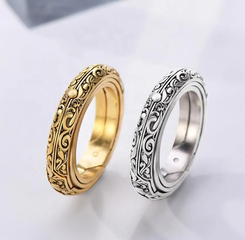 2023 Hot selling Astro Ball Ring Verformung Rotations ring Deutsch Retro Astronomical Sphere Paar Ring Alibaba
