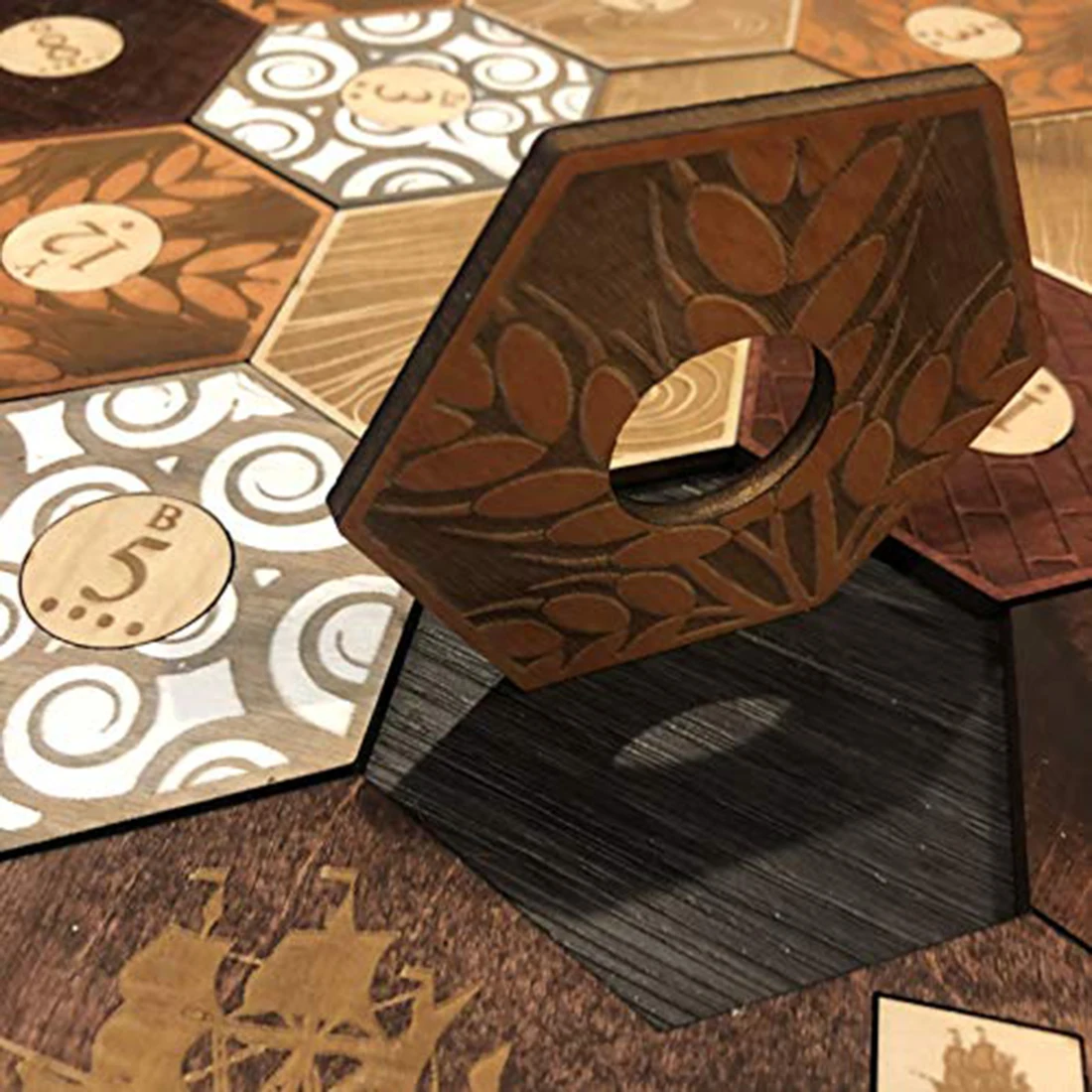 Custom Wood Game Board With Laser Engraved Hexes And Number Tokens For ...