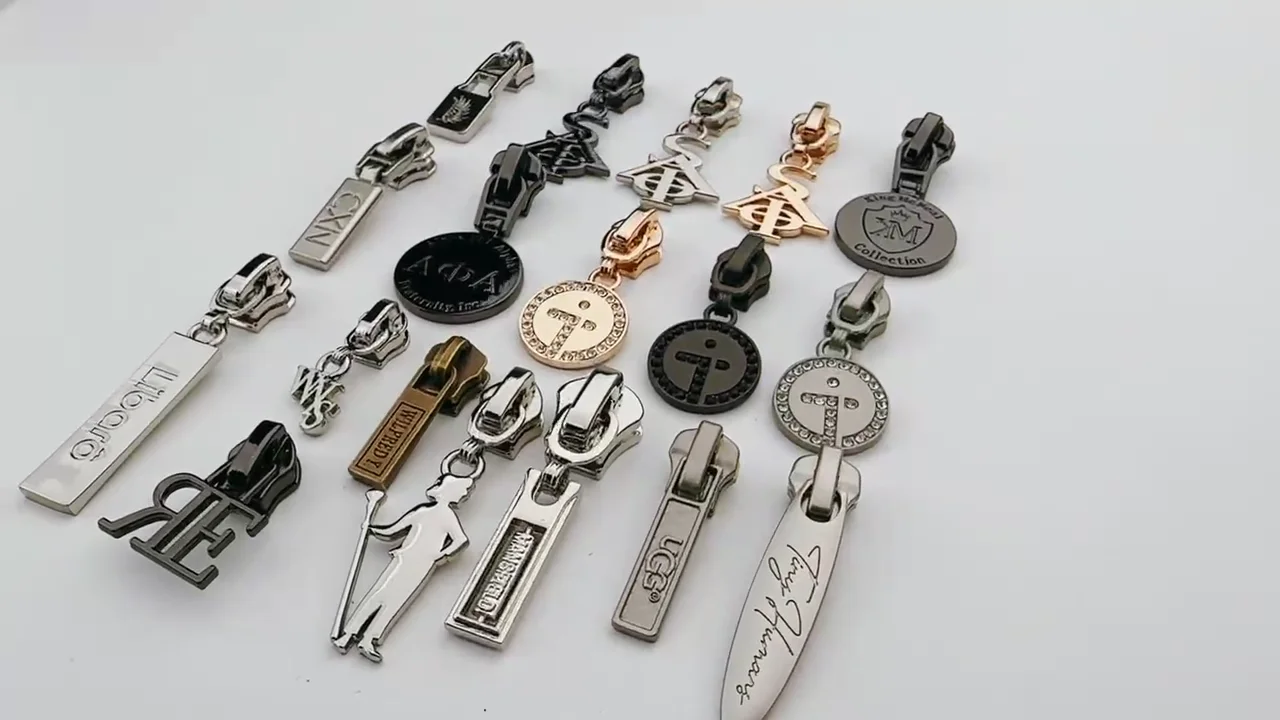 New Style Custom Brand Name Zipper Puller Metal Engraved Logo Zip ...