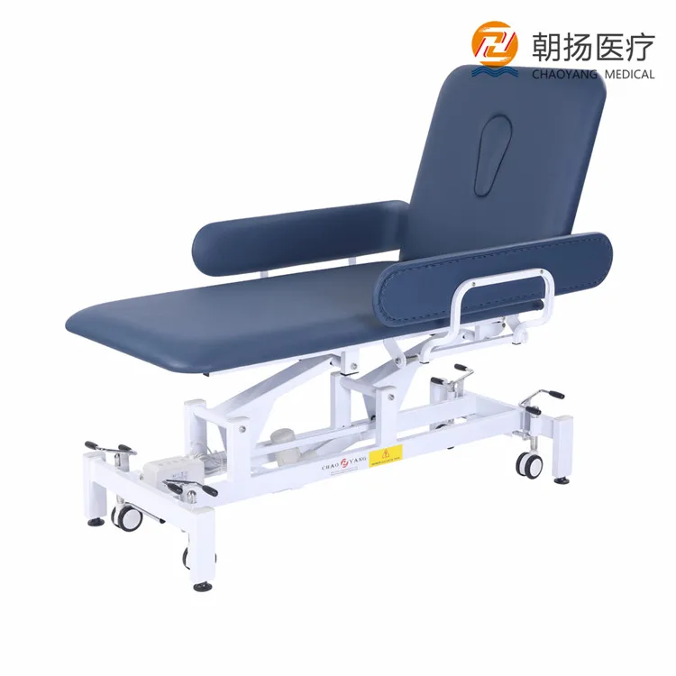 2 Section Electric Treatment Table Examination Bed Table With Side ...