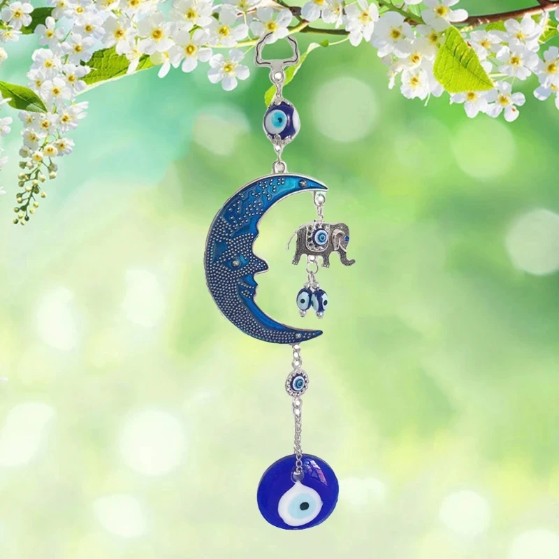 Turkish Blue Evil Eye Amulets Moon Elephant Wall Protection Hanging ...