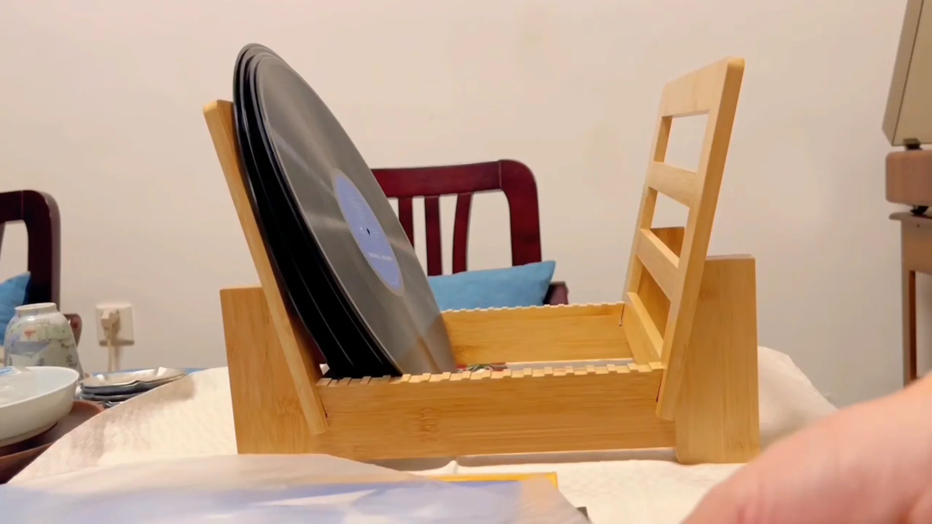 Sturdy Solid Wood Desktop Record Cd Dvd Lp Organizer Rack Bamboo Album ...