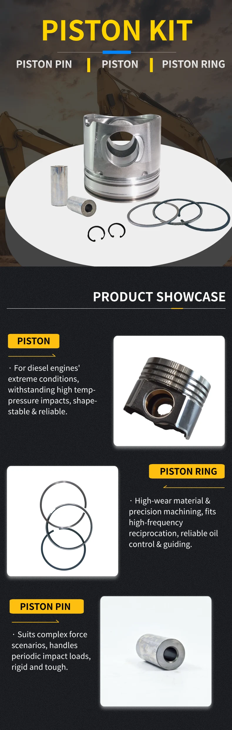 Genuine Cummins Engine 6b Diesel Engine Piston Kit 210 3926631 Heavy ...