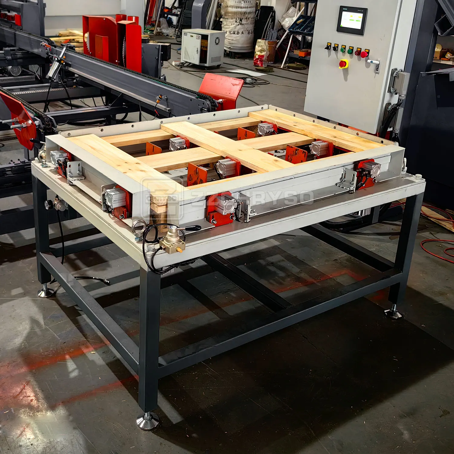 Manual Stringer Pallet Assembling Clamp Assembly Table Wood Pallet ...