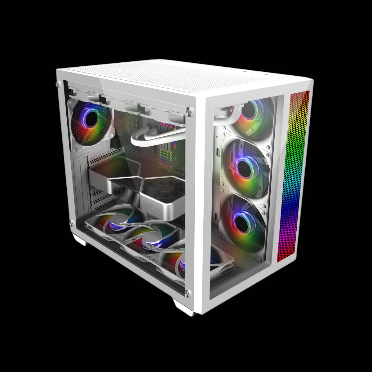 Gaming ATX Full Tower PC Case with Tempered Glass RGB Fan Mesh and ...