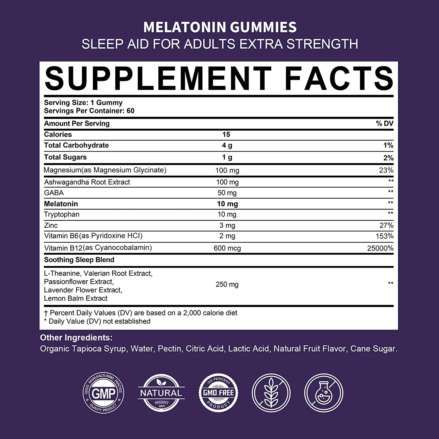 Extra Strength Melatonin Gummies Adults Ashwagandha Magnesium Gaba ...
