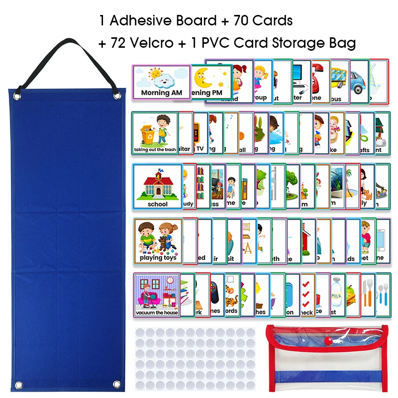 Children Visual Schedule Calendar Chart Montessori Toys Home School ...