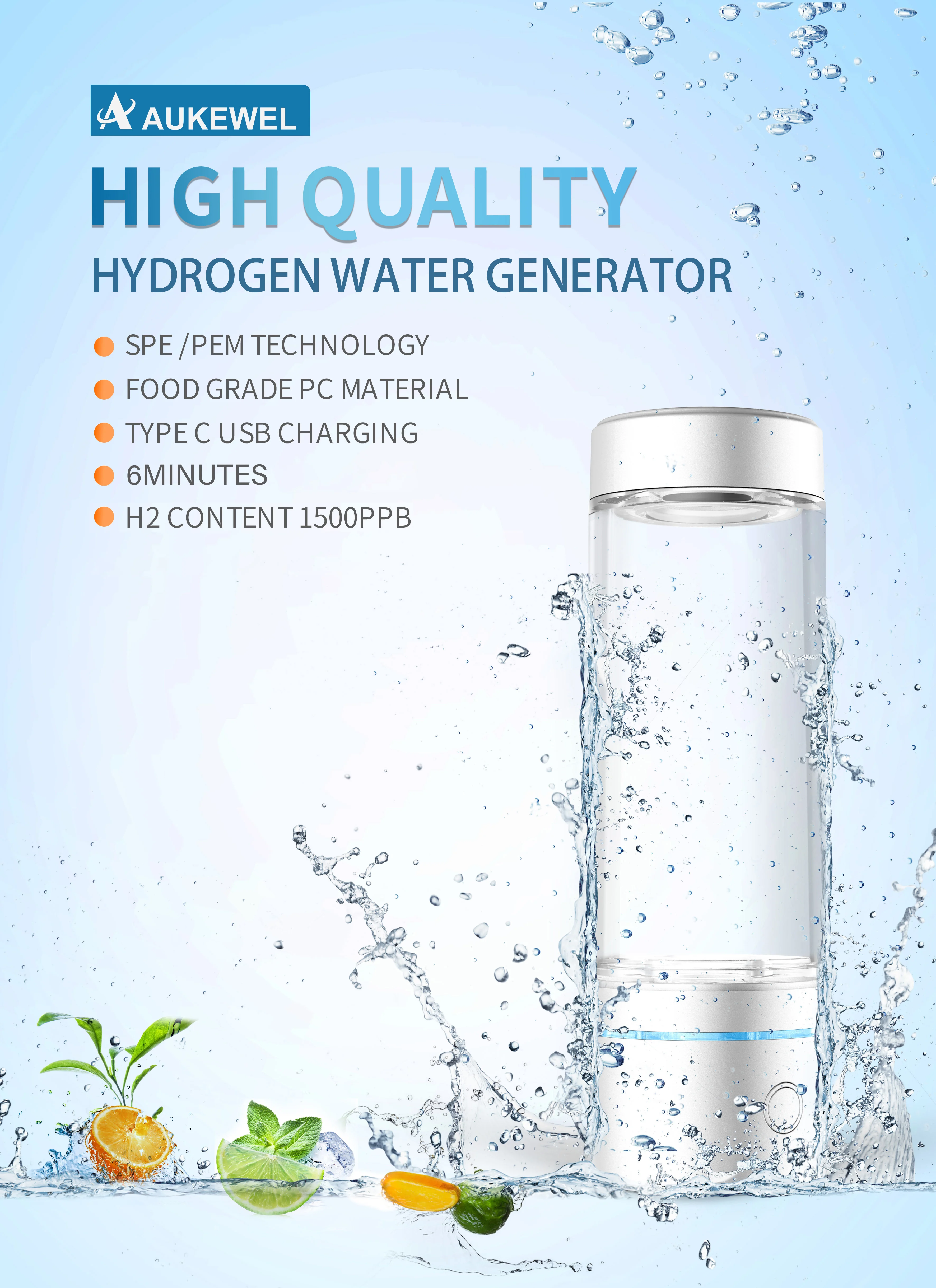 High Quality Rechargeable H2 Hydrogen Rich Ionizer Water Bottle New ...
