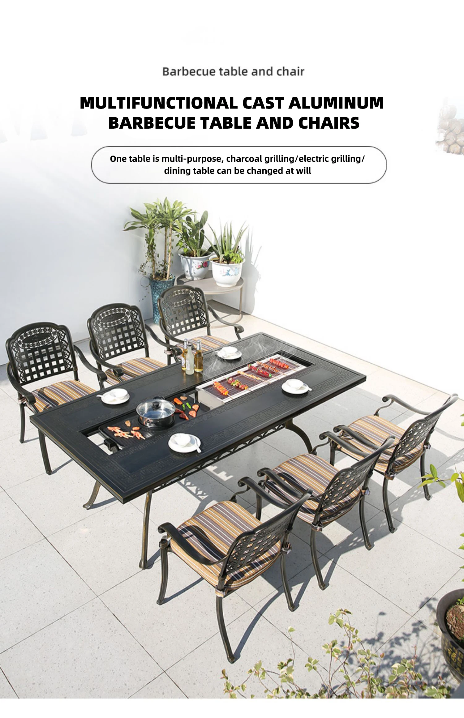 Multifunction Balcony Restaurant Barbecues Grill Table Fire Pit ...