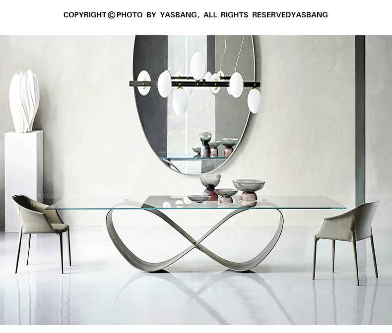 Italian Dining Table with Glass Countertop - Modern Luxury