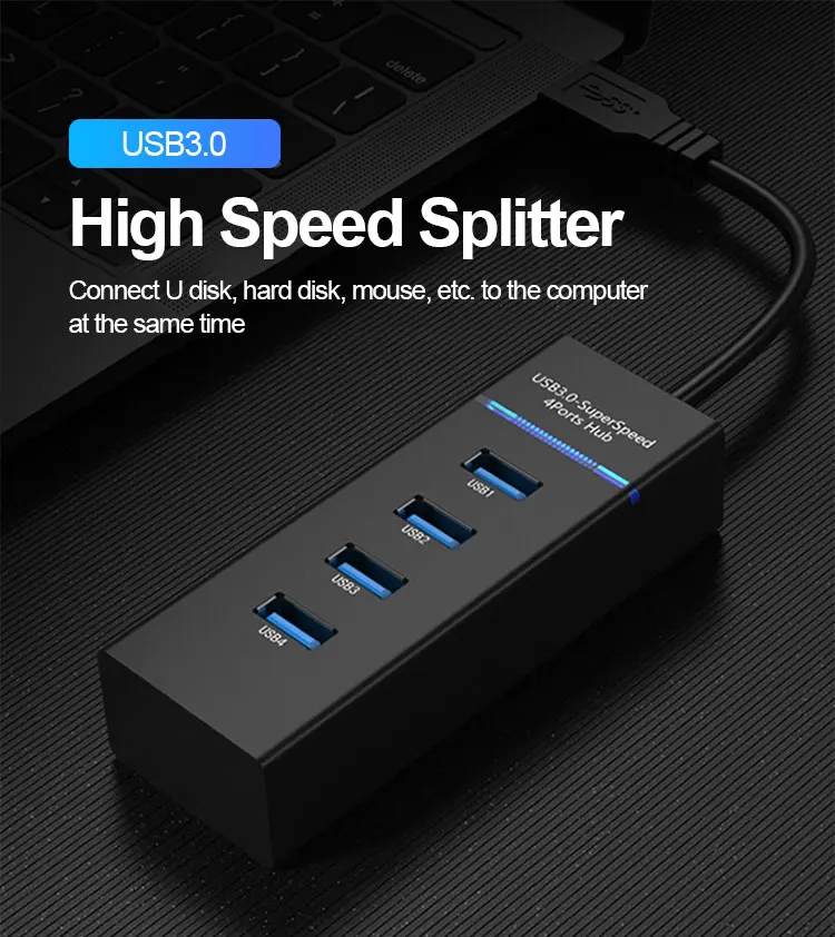 4 In 1 Ports Desktop Hub Splitter High Speed Pc Usb3.0 4port Adapter ...