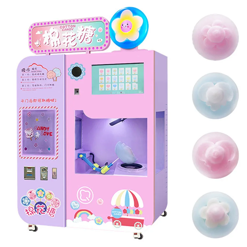 Electric Cotton Candy Vending Machine Robot Fully Automatically Various ...