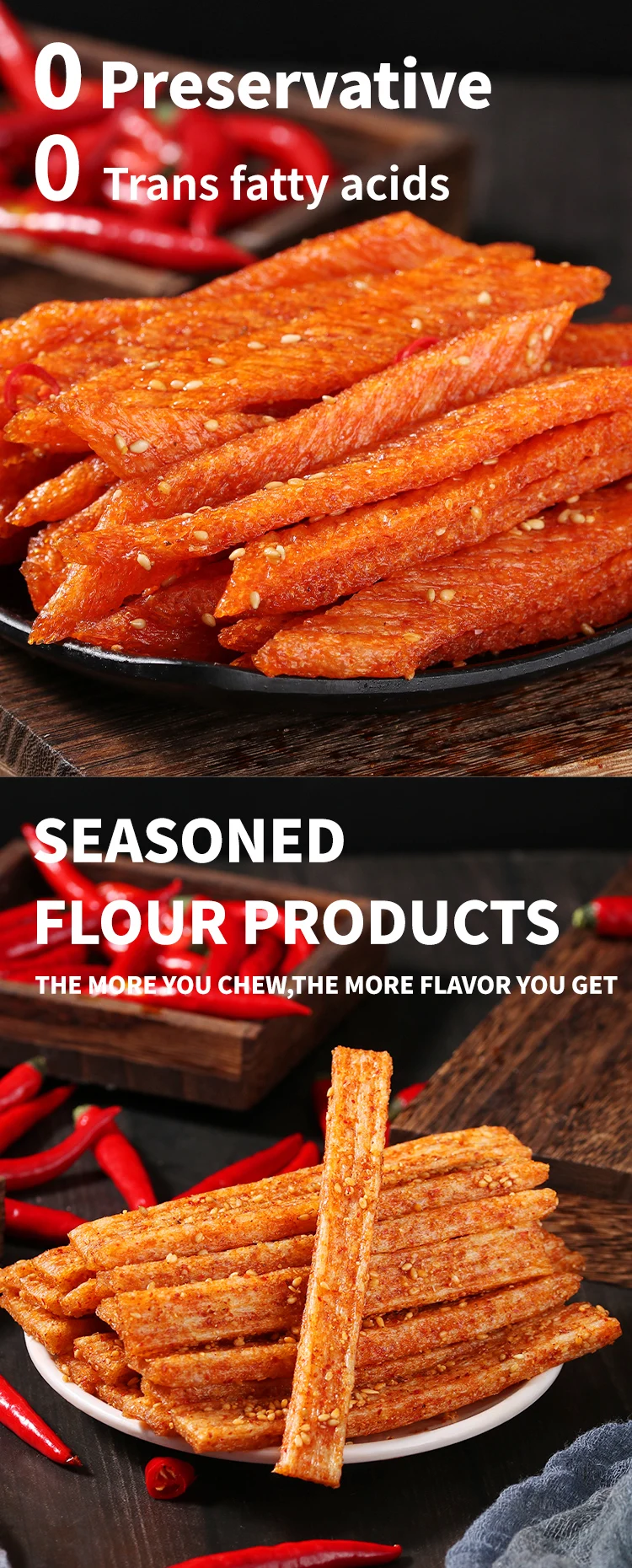 Delicious 100g Chinese Spicy Snack Food - Big Spicy Strip Chilli Gluten ...