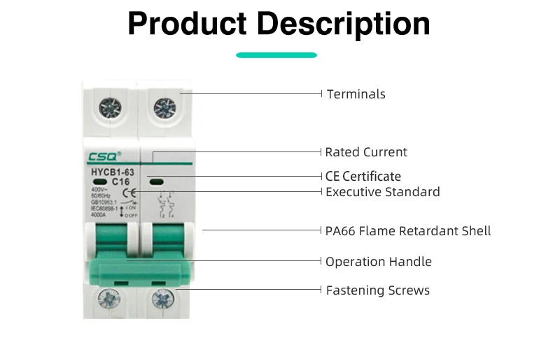 CSQ HYCB1 MCB Dz47 Miniature Circuit Breaker 1P 10 Amp Mini C63 2 Pole ...