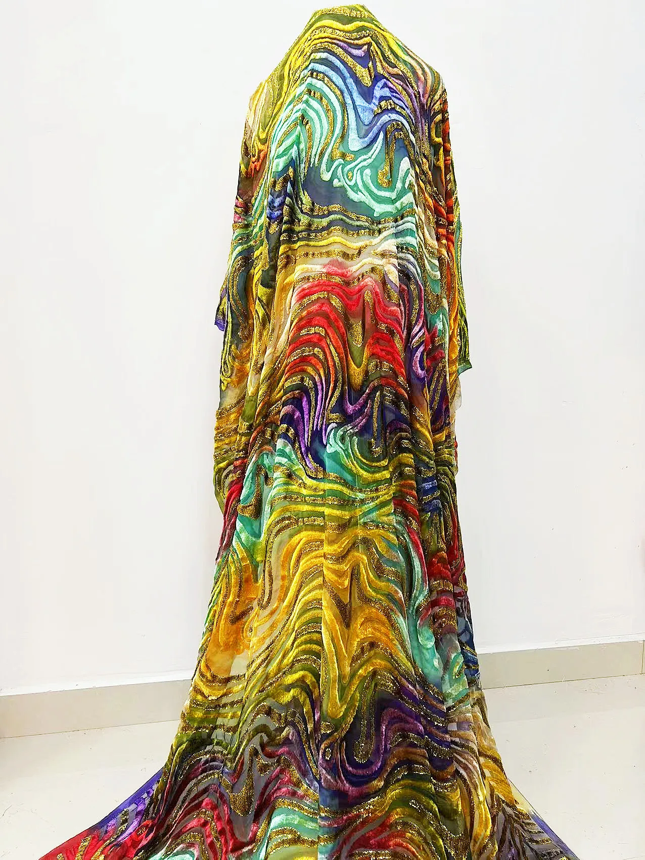 Shop High-Density Silk Chiffon Fabric with Metallic Prints