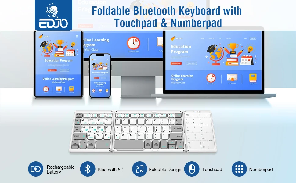 Wireless Foldable Keyboard Perfect For Laptop And Tablet