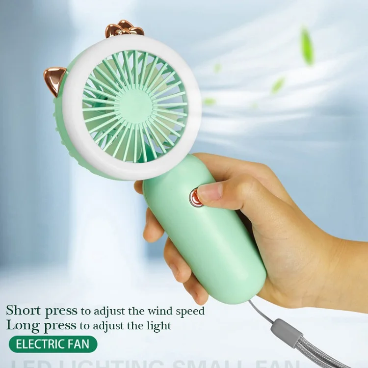 Ultra Thin Portable Handheld Fan with LED Light - Cool Air