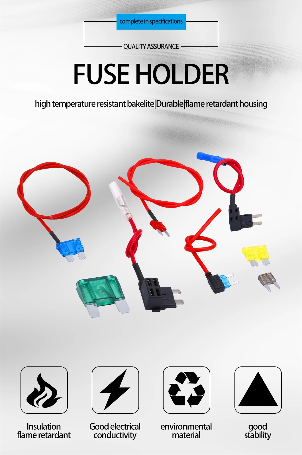 2 Pack 10 Awg Waterproof Ip67 Standard Inline Fuse Holder Pigtail Blade ...