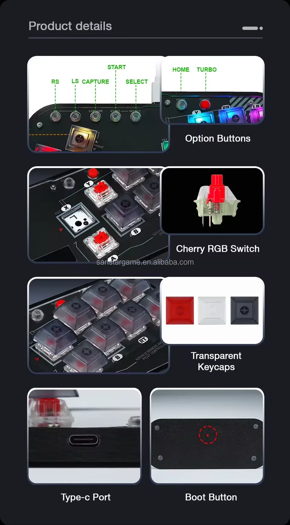 Mini Hitbox Flatbox WASD SOCD Fighting Stick SallyBox LED Light ...