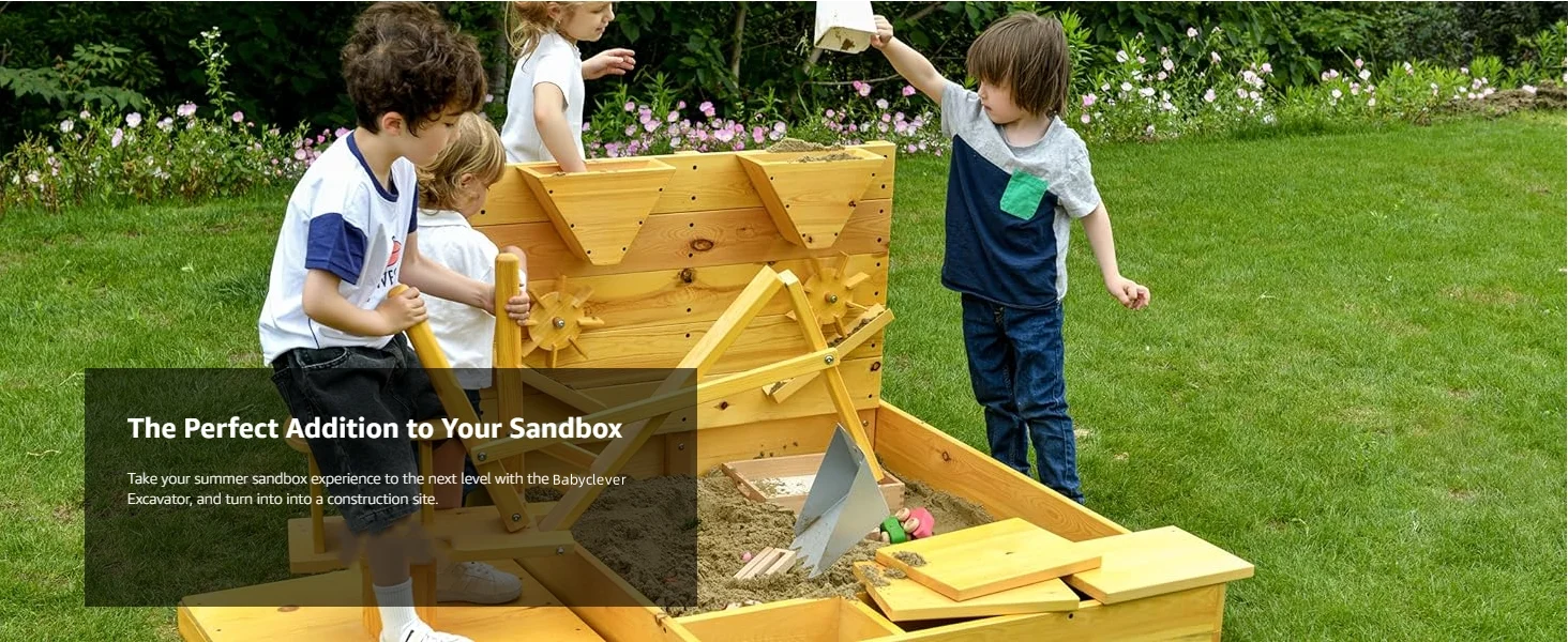 Kids Playground Equipment Wooden Sandbox Digging Toy with Working Crane ...