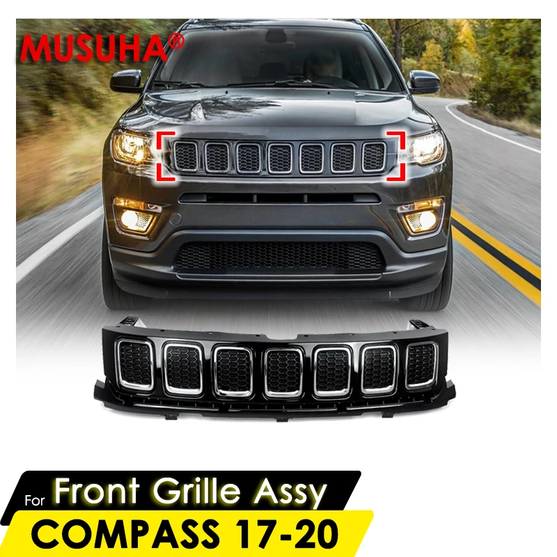 MUSUHA Front Grille For Jeep Compass Grille 2017 2018 2019 2020 OEM ...