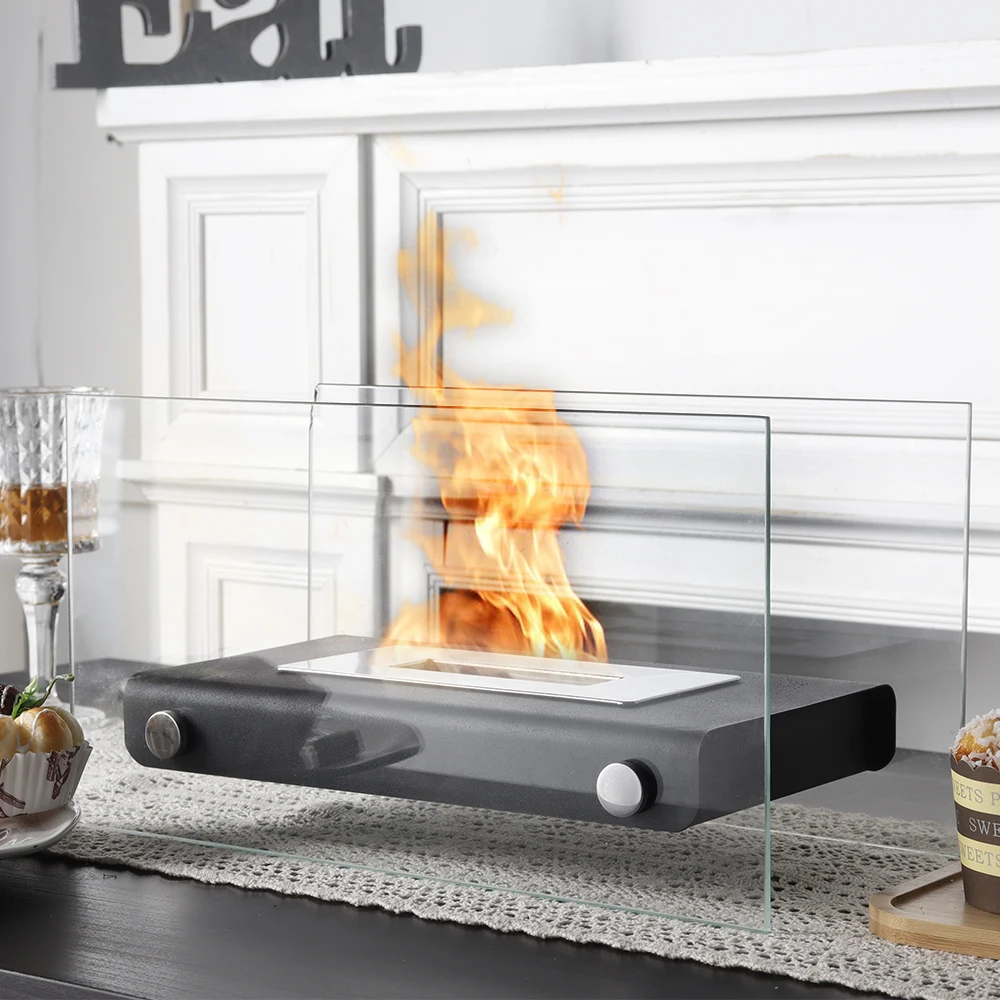 Tabletop Rectangle Ethanol Fireplace Outdoor Detachable Portable Metal ...