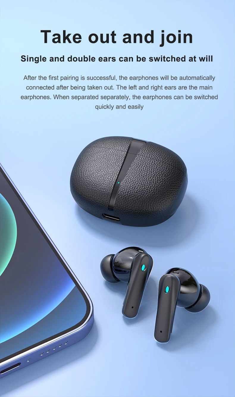 Leather Tws Wireless Earphone Enc Bluetooth Call Earbuds Anc Active ...