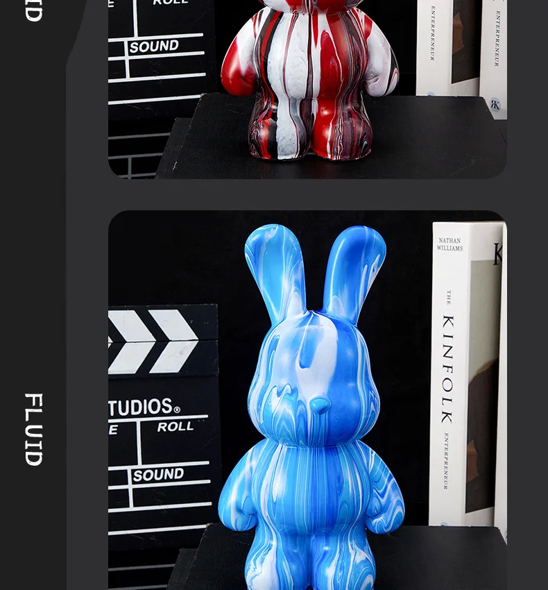 Resin Craft White Embryos Fluid Rabbit Saving Pot Fluid Art DIY Paint ...