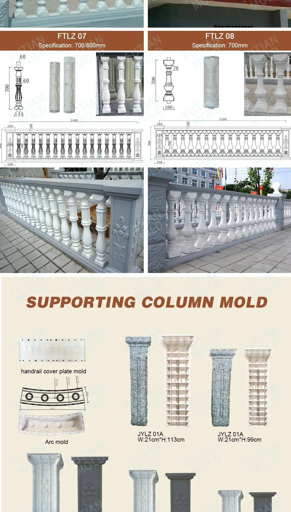 Concrete Baluster Molds - High Precision for Decorative Use