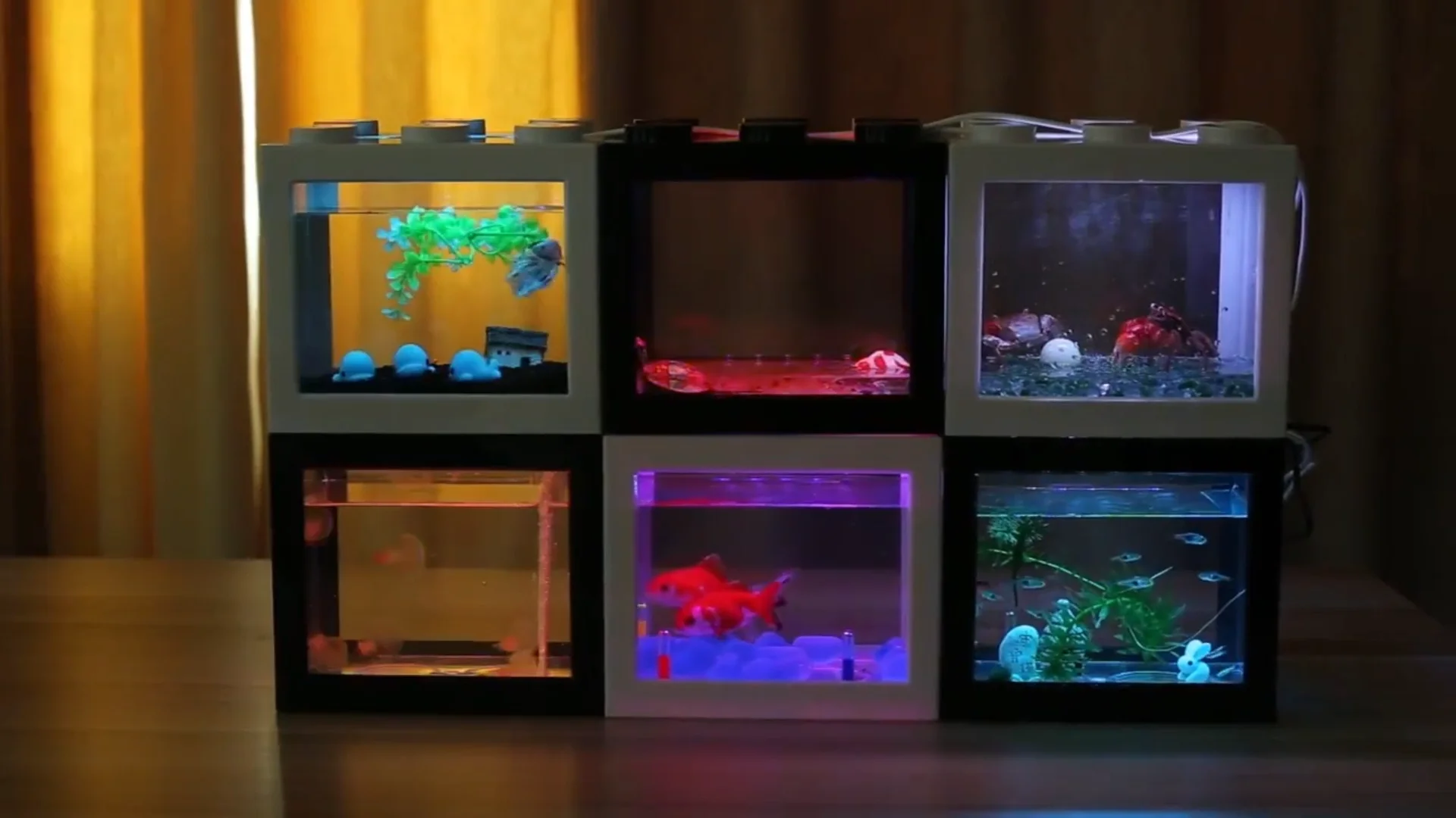 Acrylic Block Mini Aquarium Tank Reptile Pet Box Fish Aquarium Office ...