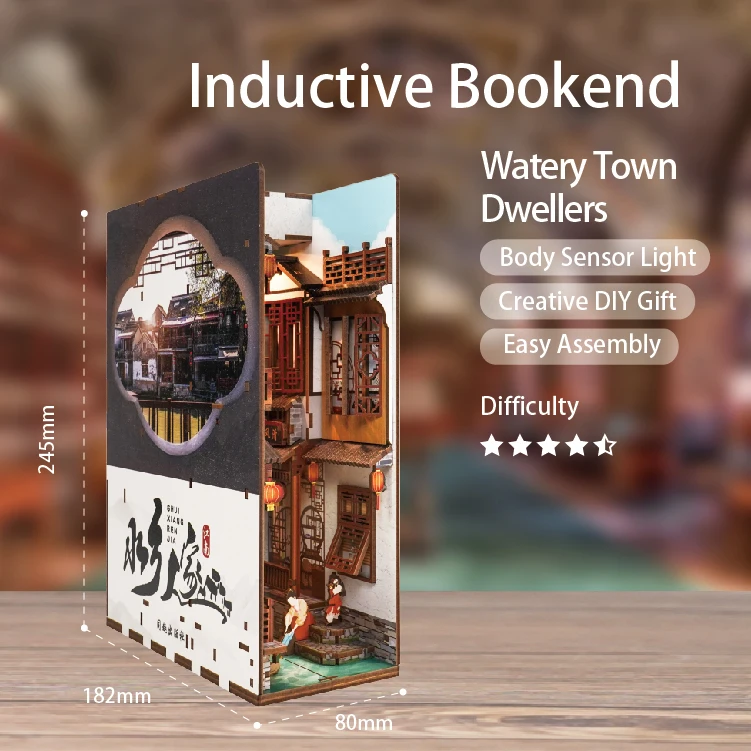 Tonecheer Watery Town Dwellers Wooden Bookend Ideas Bookshelf Creative ...