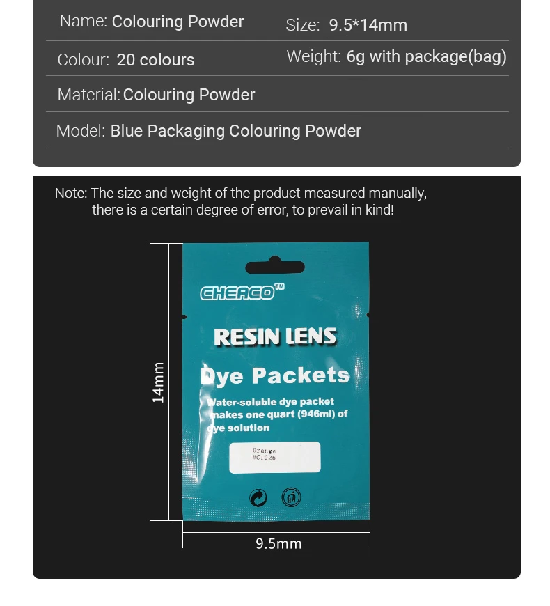 20 Colors Factory Direct Sale Optical Lens Tinting Powders Optical ...